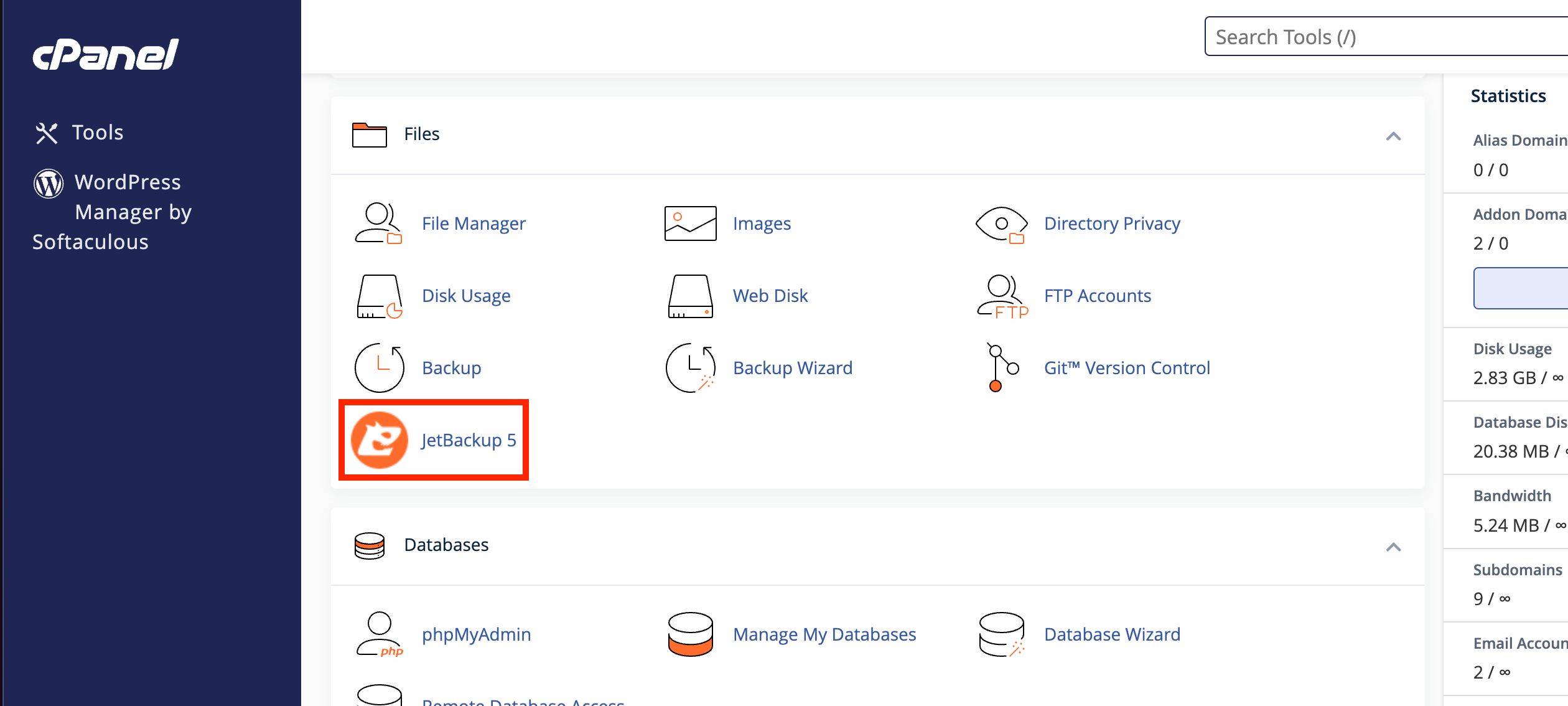 General Overview of JetBackup 5 Backup Restore Interface | HostArmada