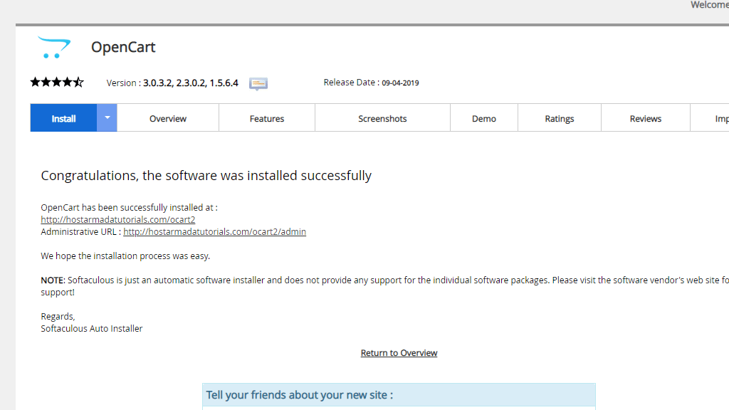 Installing Opencart 3 Via Softaculous Auto Installer Hostarmada